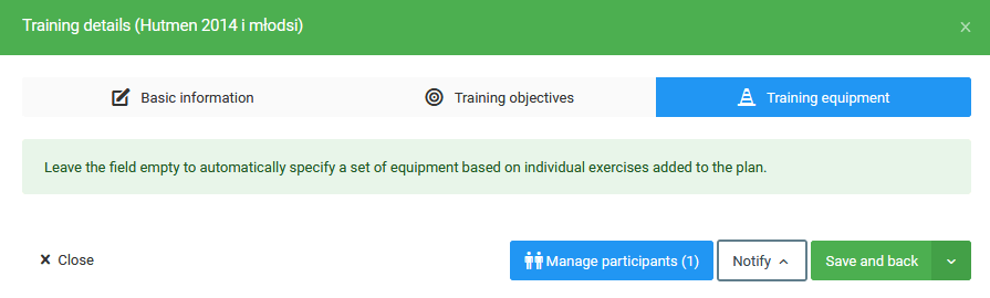 ProTrainUp - Creating a training session